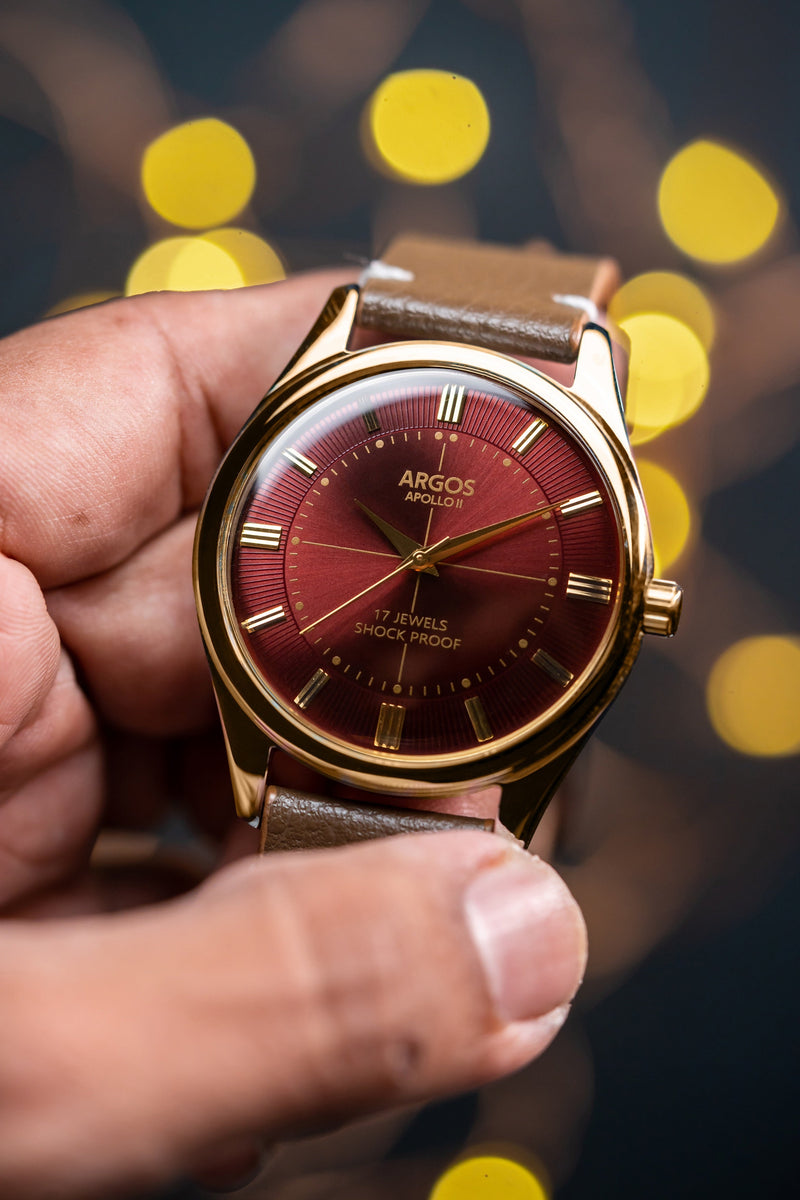 Argos Apollo II - Wine Red Gold Men's Mechanical Watch – Argos Watches