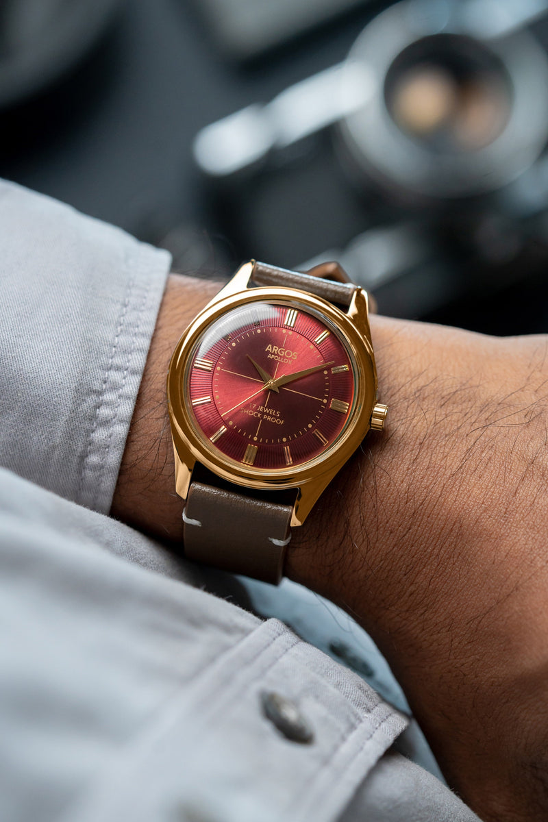 Argos Apollo II - Wine Red Gold Men's Mechanical Watch – Argos Watches