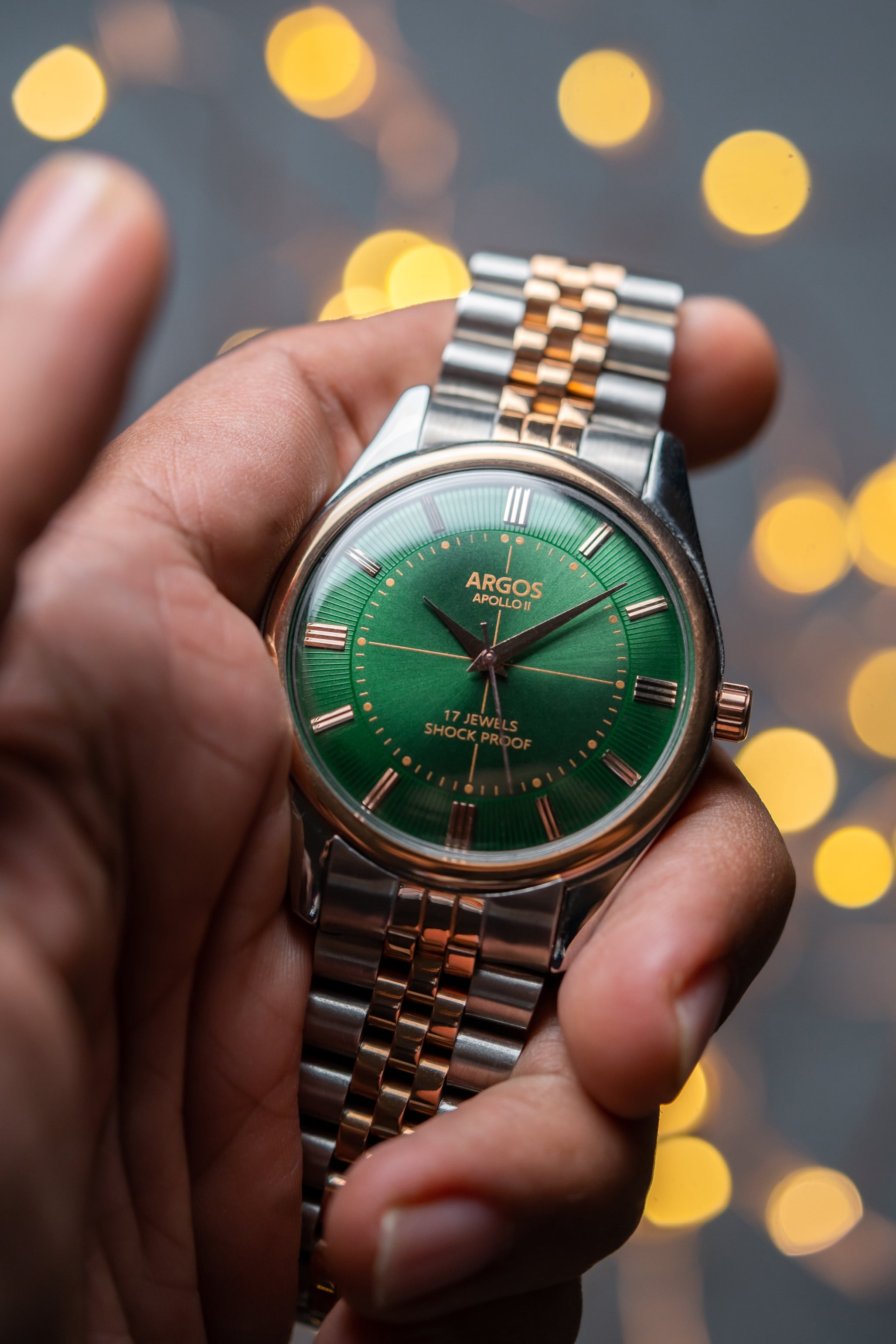 Argos Apollo II - Olive Green Rose Gold Two-Tone Men's Mechanical Watch ...