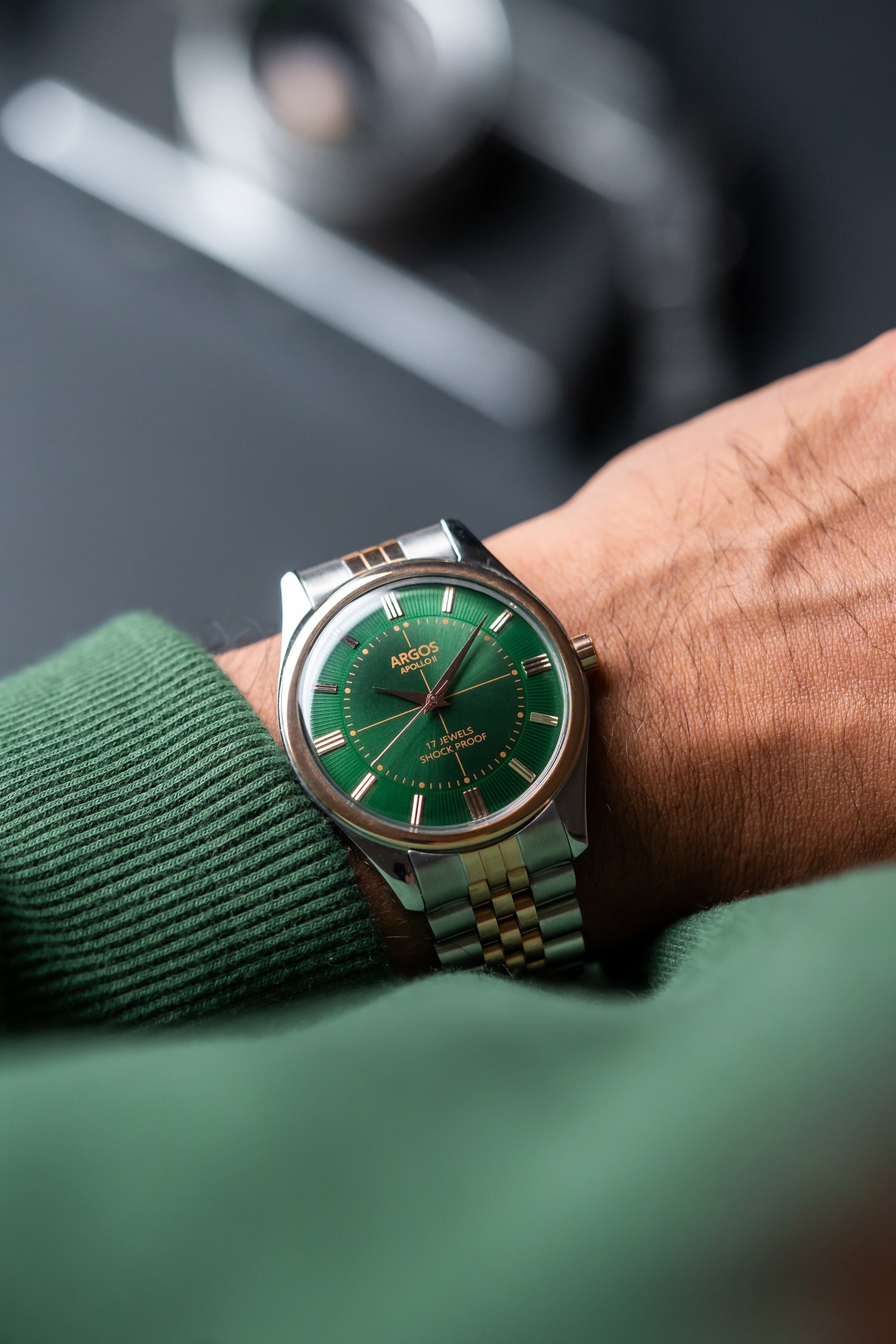 Argos Apollo II - Olive Green Rose Gold Two-Tone Men's Mechanical Watch ...