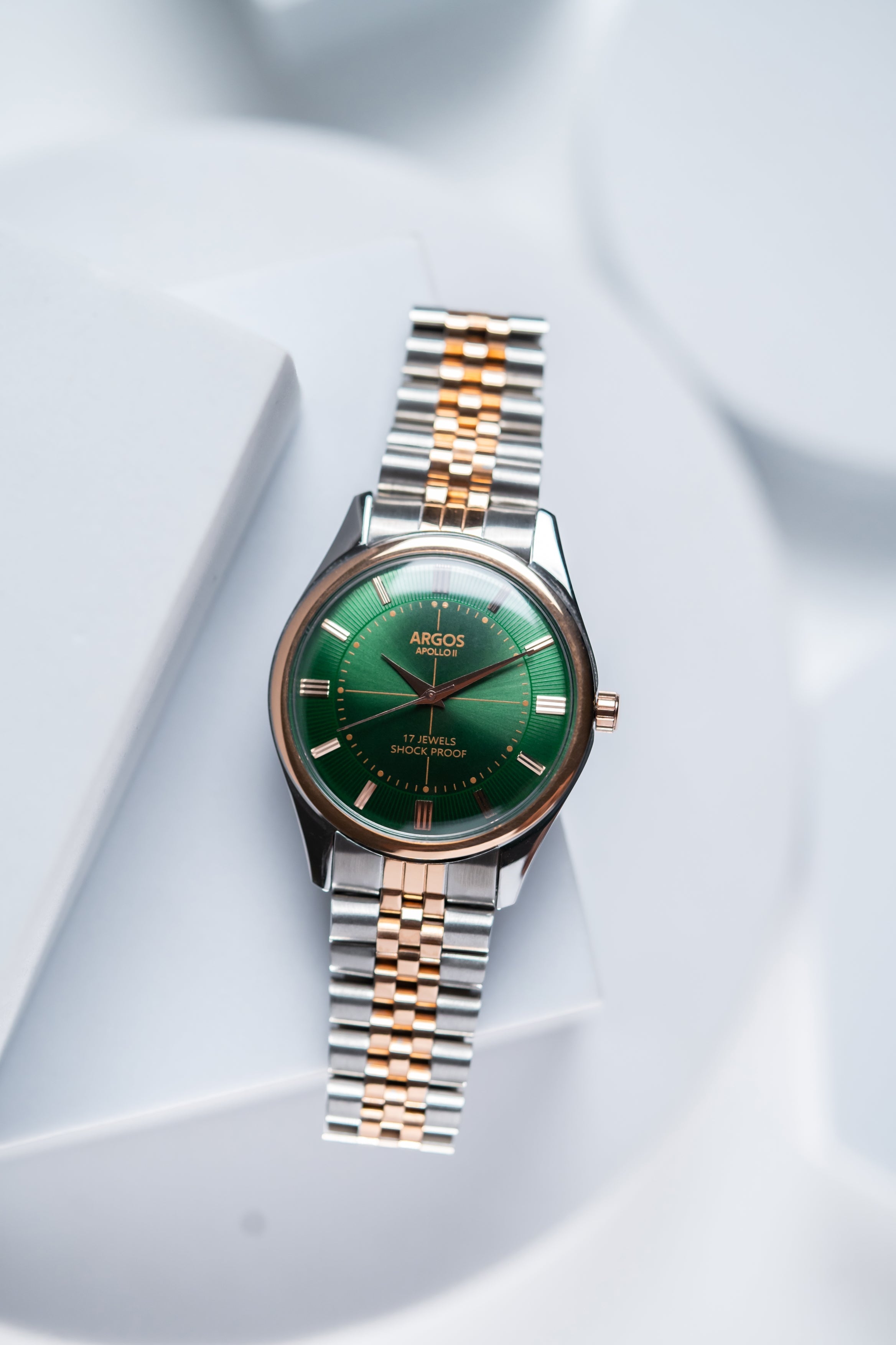 Argos Apollo II - Olive Green Rose Gold Two-Tone Men's Mechanical Watch ...